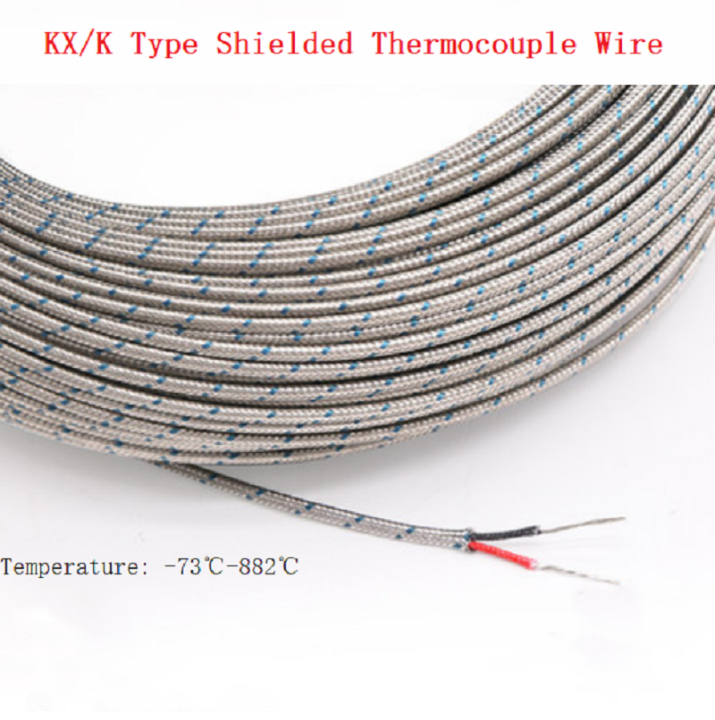 KX Type Stainless Steel Shielded Thermocouple Wire K Type Compensation Wire Glass Fiber Braided ...