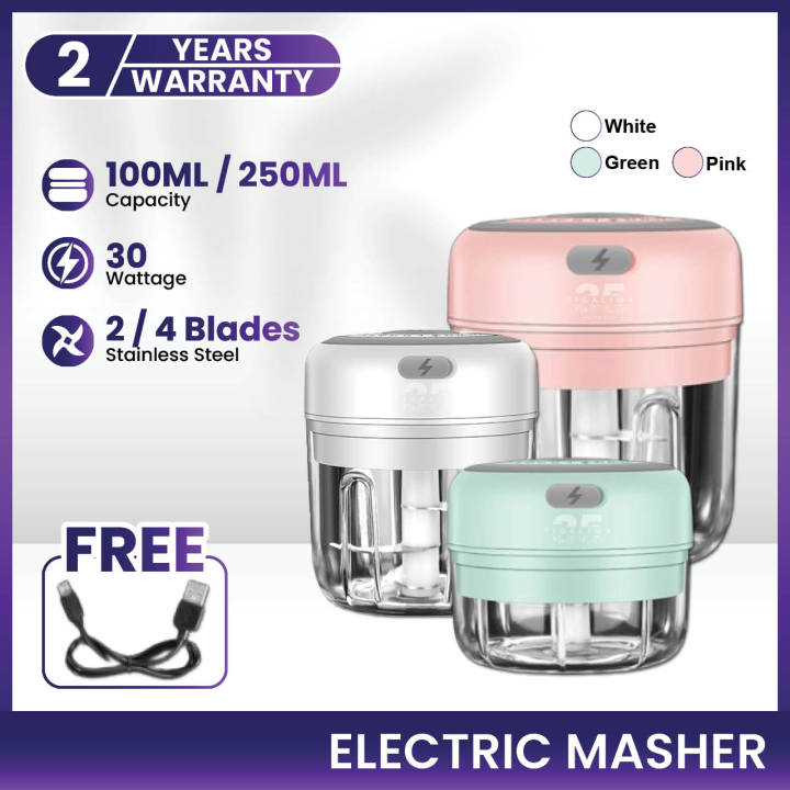 Electric Masher Mini Blender Wireless USB Charging Garlic Chopper ...