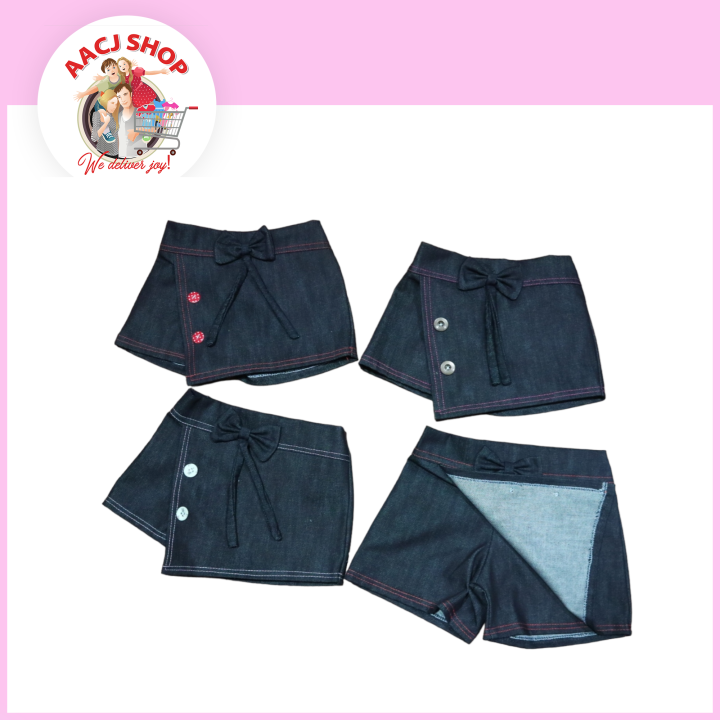 AACJ Skort For Kids Denim Maong Palda Shorts For Kids Size available ...