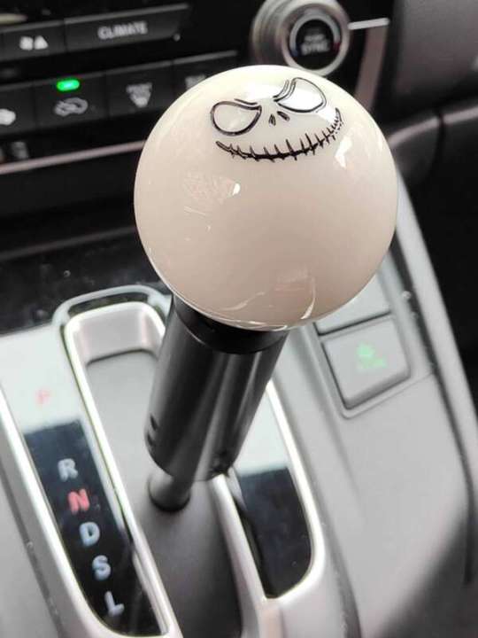 Manual Automatic Round Black White Ghost Face Knob Universal Gear Shift ...