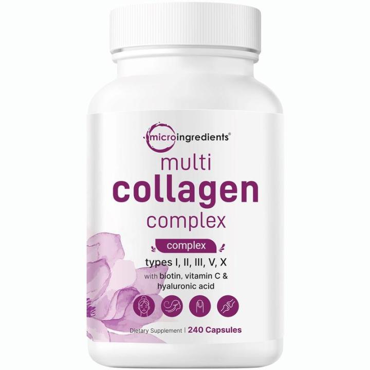 Microingredients Multi Collagen Complex, 240 Capsules | Type I, II, III ...