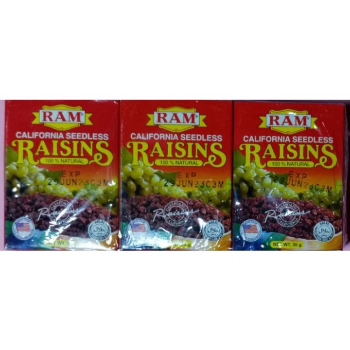 RAM California Seedless Raisins 30g x 6 pieces | Lazada PH