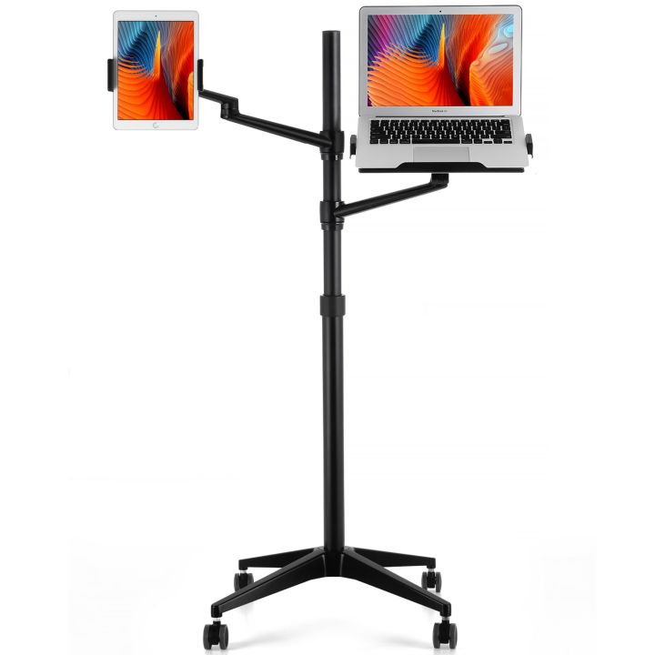 2-In-1 Dual Adjustable Laptop & Tablet Arm Stand With Wheels [Roam ...