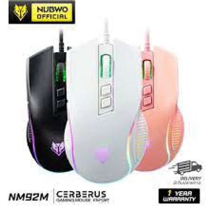 NUBWO NM-92m Cerberus Gaming Mouse เมาส์มาโคร 7 ปุ่ม ปรับระดับ DPI ได้ 6 ระดับ (รับประกันศูนย์ 1 ...