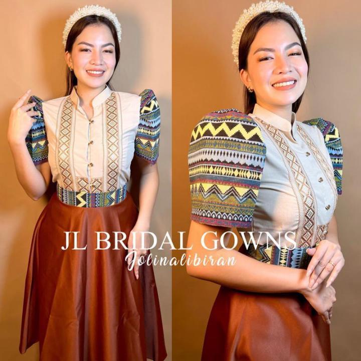 [In Stock] Ethnic Filipiniana blouse & Skirt - Modern traditional wear ...