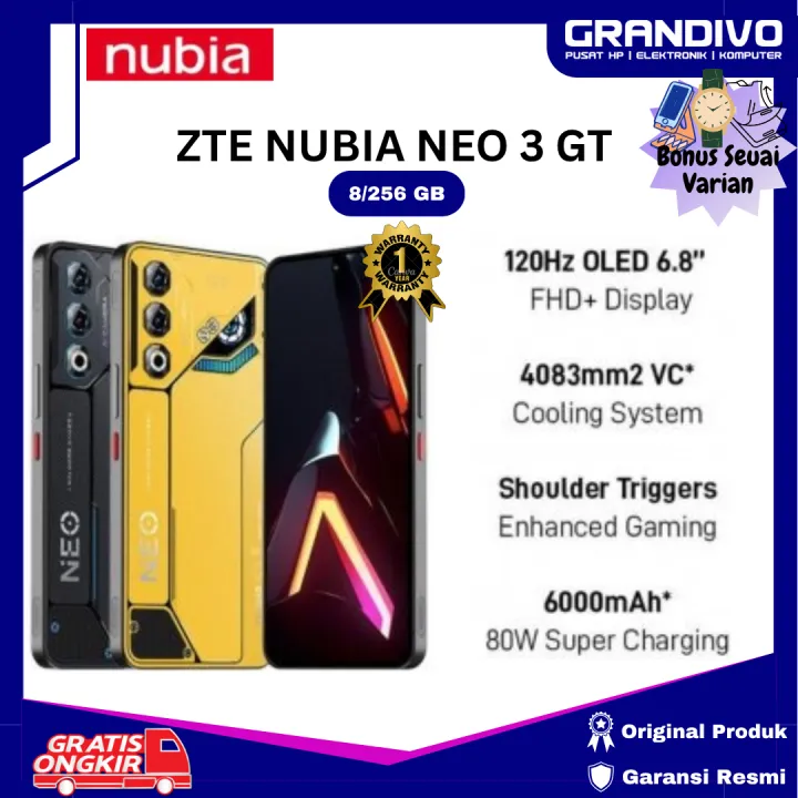 Handphone Gaming NUBIA NEO 3 GT 5G RAM 8GB+12GB/256GB Baterai 6000mAh ...