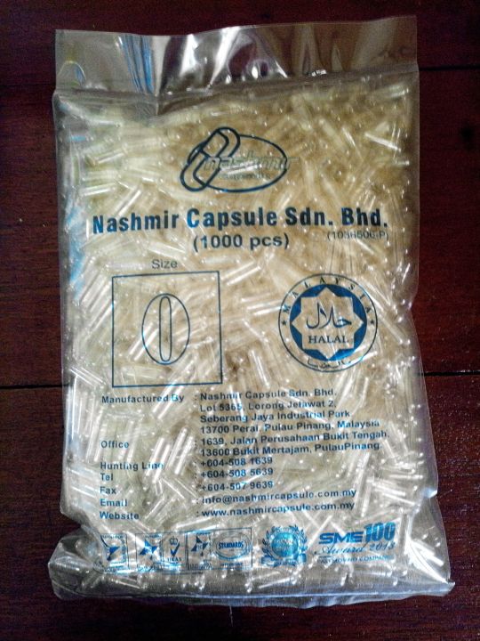 1000pcs Nashmir Empty Gelatin Capsule (Size 0) / 空胶囊 / Kapsul Kosong ...