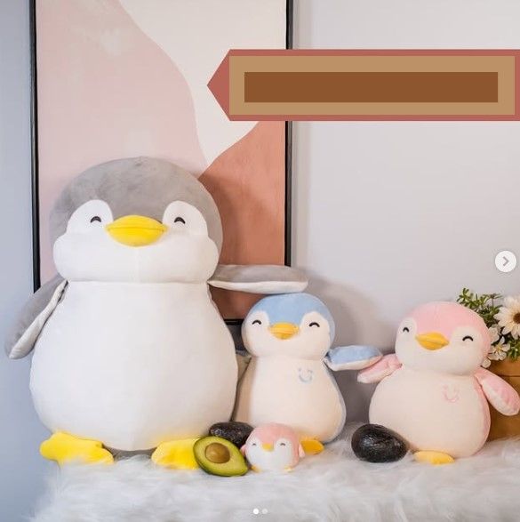 Miniso Penguin Plush Toy - Stuffed Toys Penguin Blue and Grey Pink ...