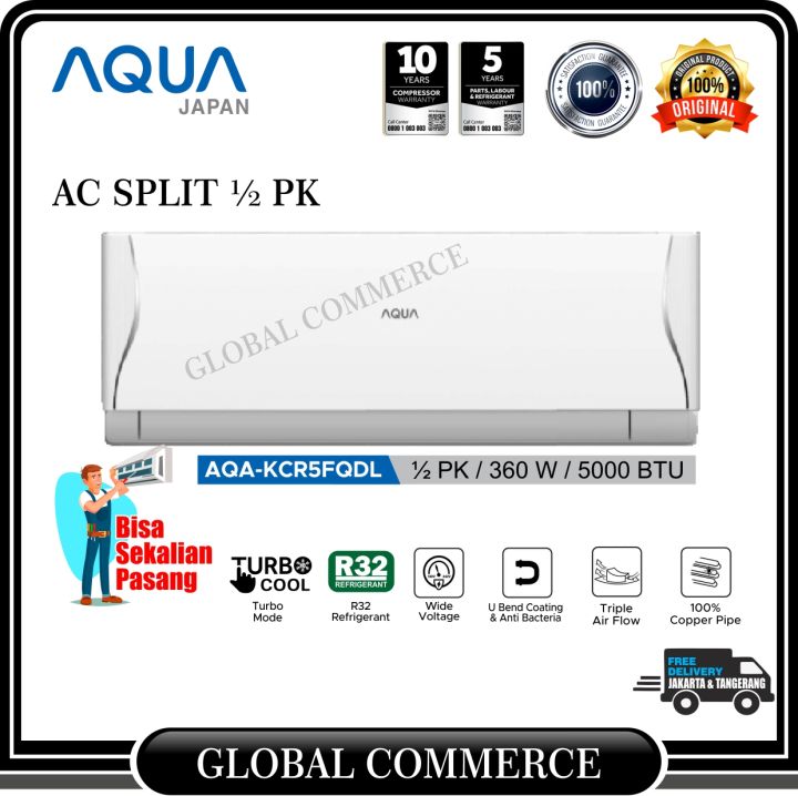 AQUA AC Split Standard Turbo Cool 0.5 PK AQA-KCR5FQDL AC 1/2 PK 05FQDL | Lazada Indonesia