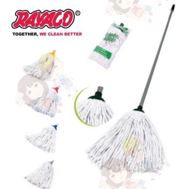 [ORIGINAL] RAYACO COTTON WHITE STRING MOP C/W 4feet HANDLE~600gram ...
