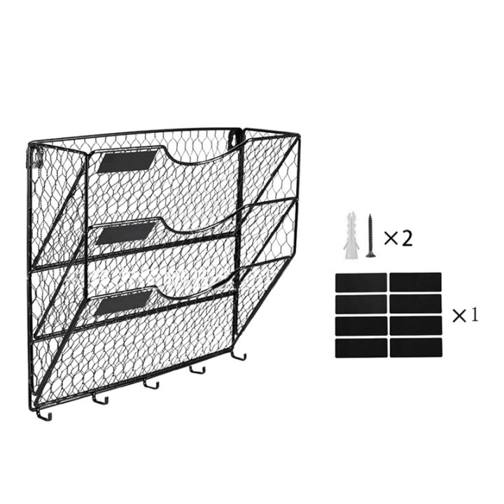 3 Tier Metal Mesh File Organizer Holder Hanging Mail Rack Wall Mount ...