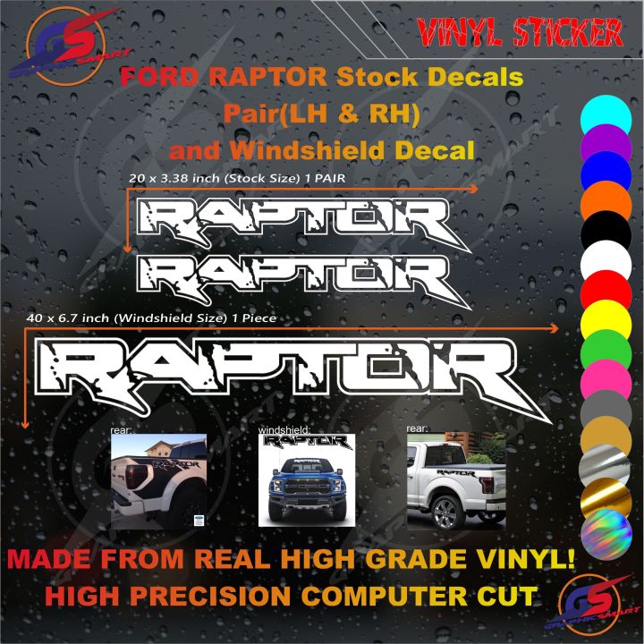 Ford Raptor Stock Decal Pair and Windshield Vinyl Sticker Decal Quality ...