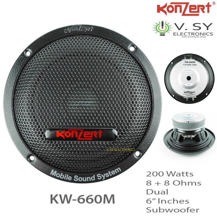 Original 2023 Konzert KW-660M 6 Inches 200W Dual 8 Ohms Subwoofer Speaker Sub Woofer 6in KW660M ...