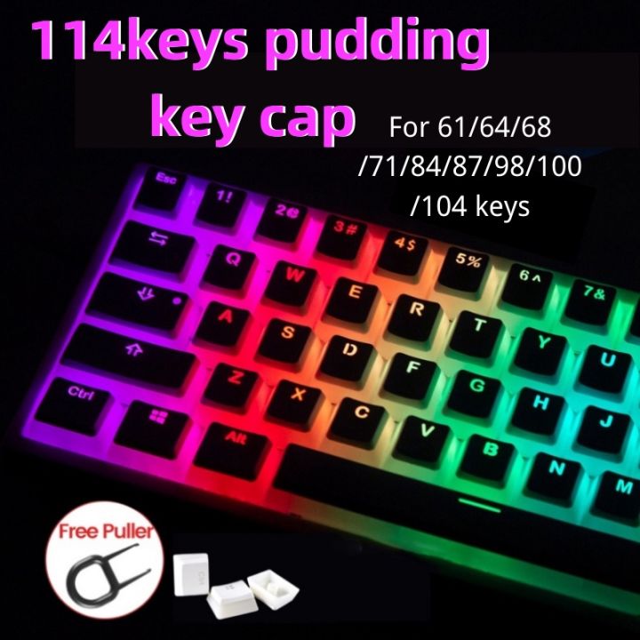 PBT Pudding Keycaps 114keys Transparent Keycap For 61/68/71/84/87/96 ...