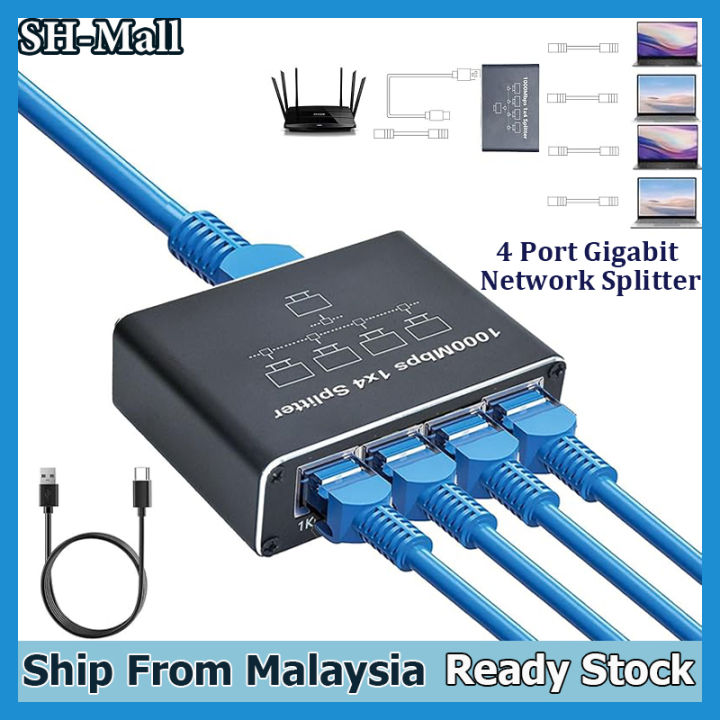 【Ready Stock】Ethernet Splitter 1 to 4 1000Mbps, Ethernet Switch High ...
