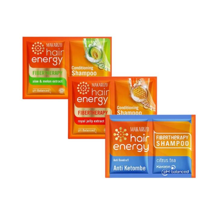 Rencengan Makarizo Hair Energy Conditioning Shampoo Fibertherapy 9ml ...