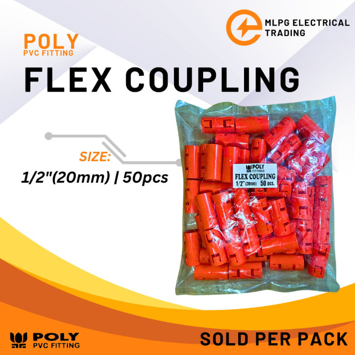 (PER PACK) Poly Electrical PVC Fitting FLEX COUPLING - 1/2" (20mm ...
