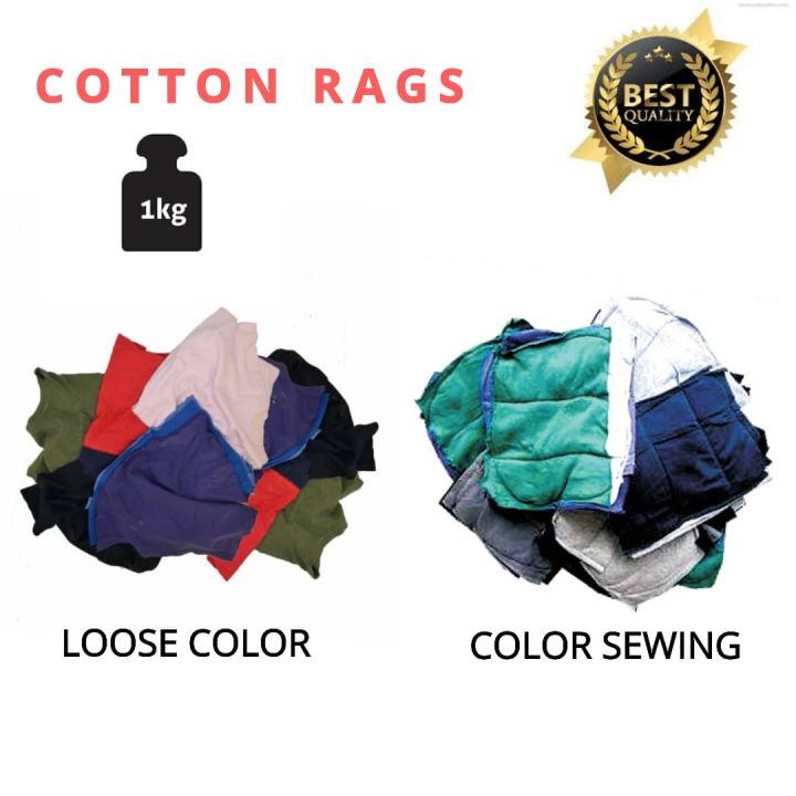 COTTON RAGS (100% COTTON) - COLOR SEWING/LOOSE COLOR (1kg) | Lazada