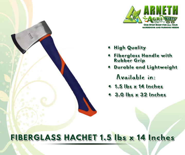 PALAKOL BEST QUALITY STEEL HATCHET AXE FIBERGLASS HANDLE (1.5 lbs x 14 ...