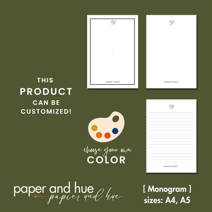 Monogram Personalized Pad | Custom Name and Color Simple Design Writing ...
