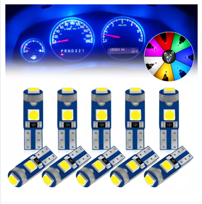 5Pcs T5 Led Bulb W3W W1.2W Led Canbus Car Interior Lights Dashboard warming indicator Wedge Auto ...