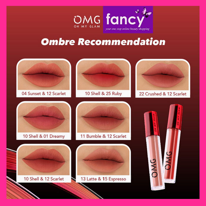 OMG Oh My Glam OMBRE Shade Bundle Matte Last Lip Cream BEST MATCH ...