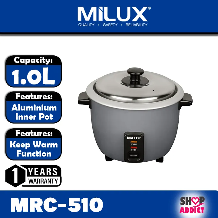 Milux Electric Rice Cooker 400W MRC-510 1.0L With Large Heating Element ...