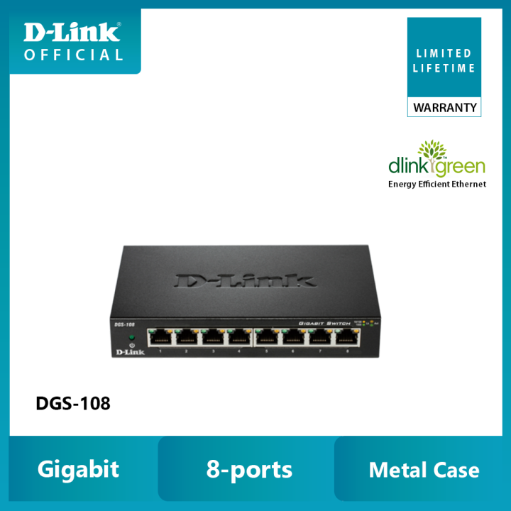 D-Link DGS-108 (8-Port Gigabit Desktop Switch In Metal Casing) | Lazada ...