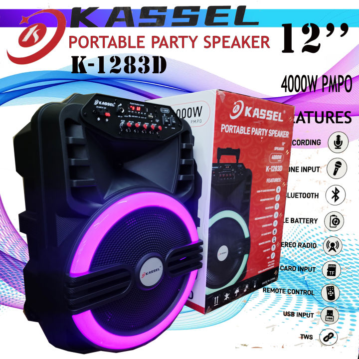 KASSEL K1283 PORTABLE PARTY SPEAKER 12INCHES 4000W PMPO w free wireless ...