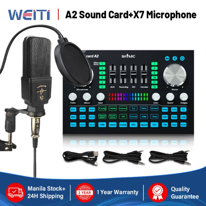 WEITI A2 Professional Live Sound Card 48V Bluetooth Audio Headset ...