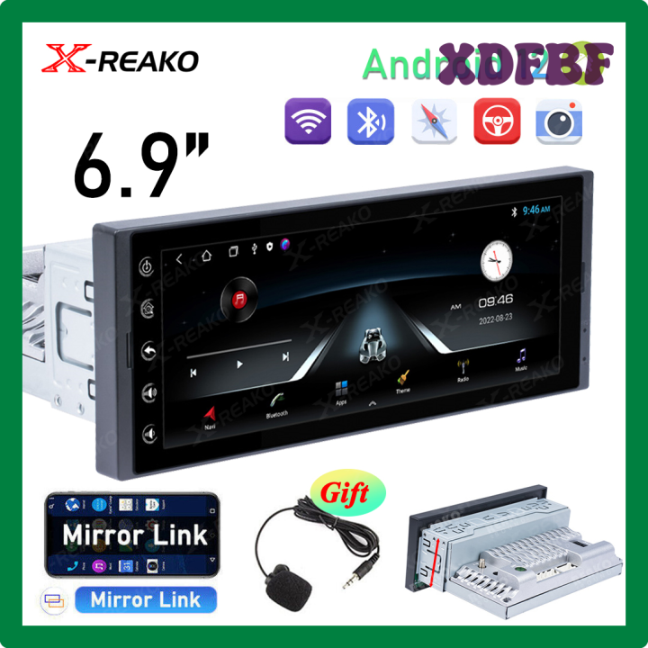XDFBF X-REAKO 1 Din เครื่องเล่นสื่ออัตโนมัติ6.9 'นิ้ว Andriod 12 Gps ...