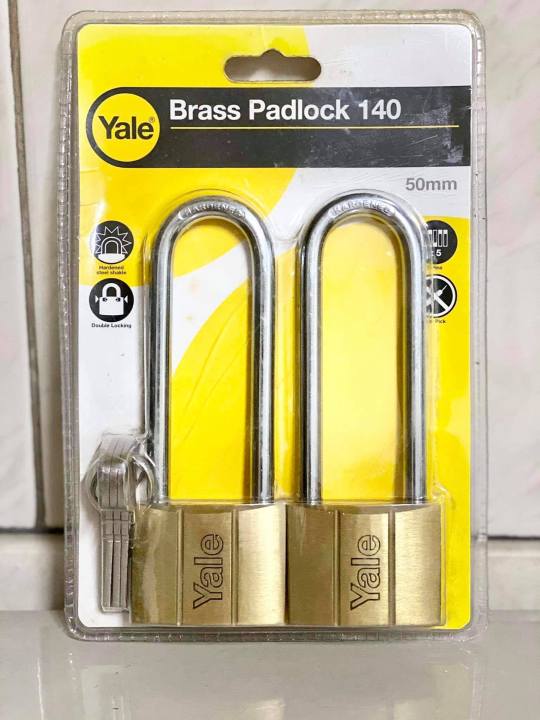 Yale V140 Series Long Shackle Brass Padlock (Available in 30mm, 40mm, 50mm, 60mm) | Lazada PH