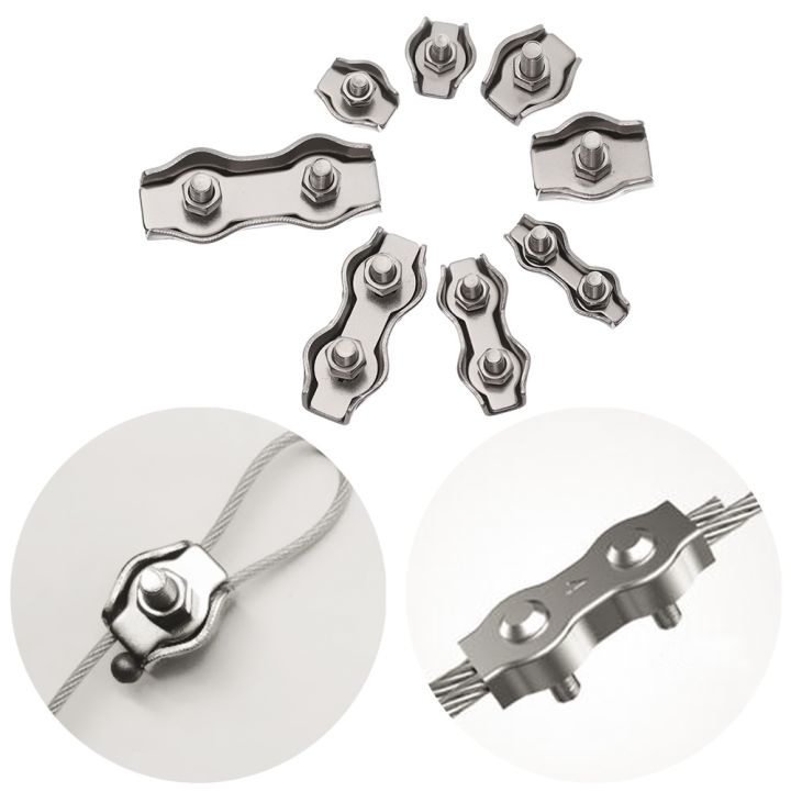 【CW】 ☏ 5Pcs M2-M5 Steel Simplex 1/2-Post Clip Wire Rope Clamp Caliper ...