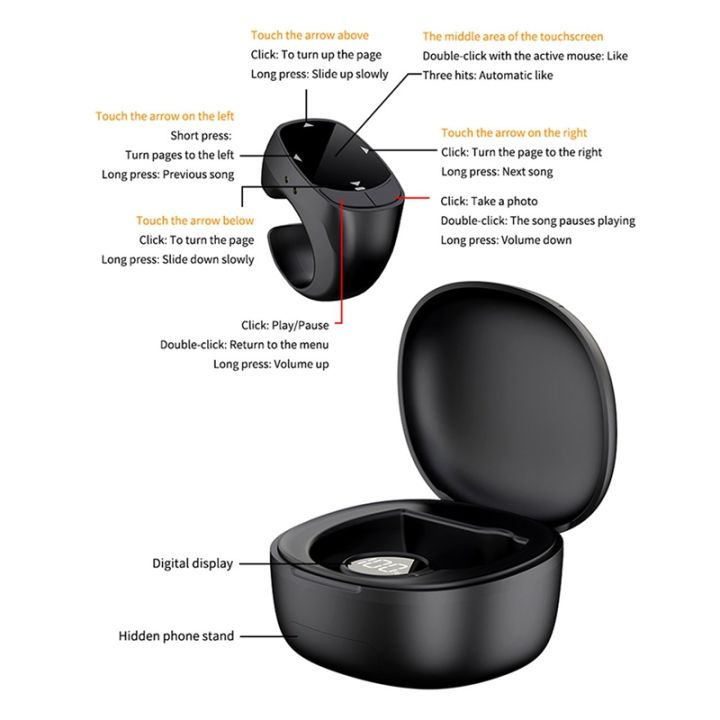 -12Pro E-Book Page Turner Bluetooth Wireless Ring Remote Control Touch ...