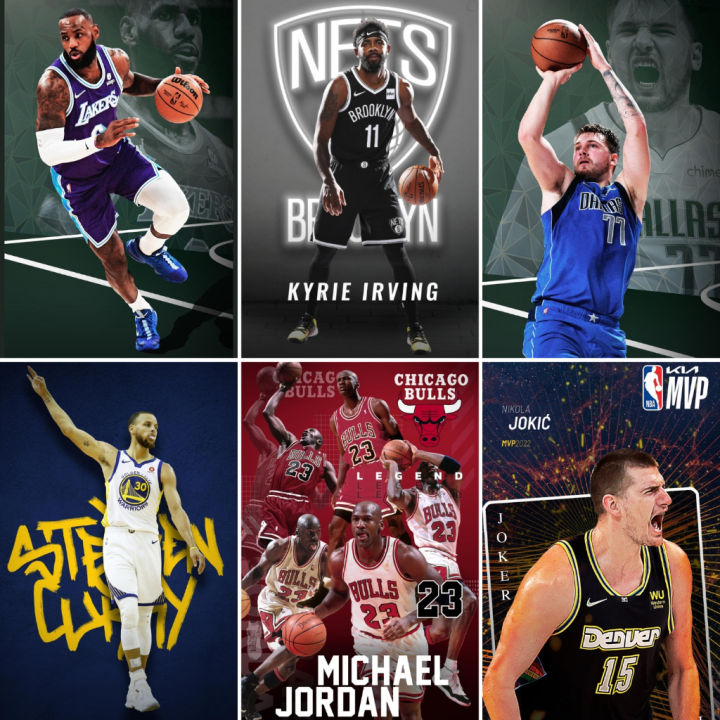 NBA Star Players LeBron James Michael Jordan Stephen Curry Luka Doncic ...