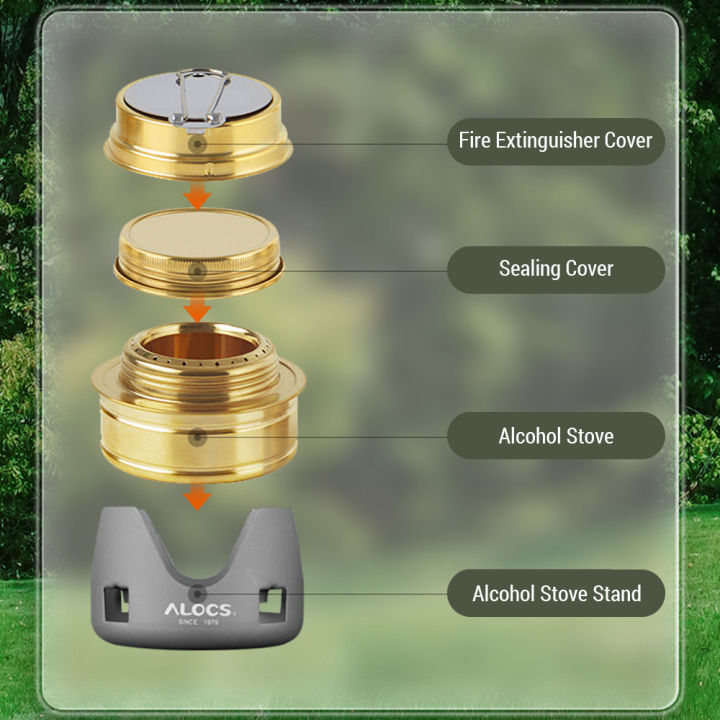 Mini Alcohol Stove Ultralight Copper Spirit Burner with Aluminium Stand ...