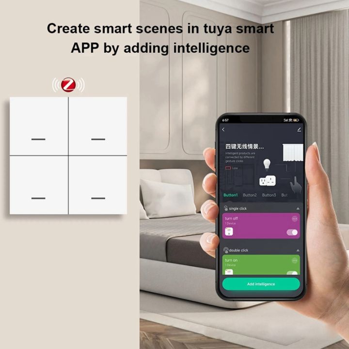 Tuya ZigBee Smart Scene Switch 4 Gang Smart Switch 12 Scene Switch Push Button Controller ...