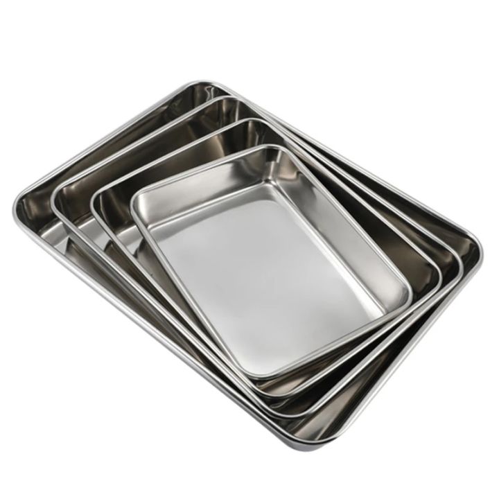 Rectangle Stainless Steel Food Storage Serving Trays Sausage Noodles ...