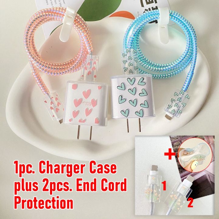 3pcs Cord Saver Transparent Clear Charger Data Cable Sleeve Case Protector Anti Bite Soft ...