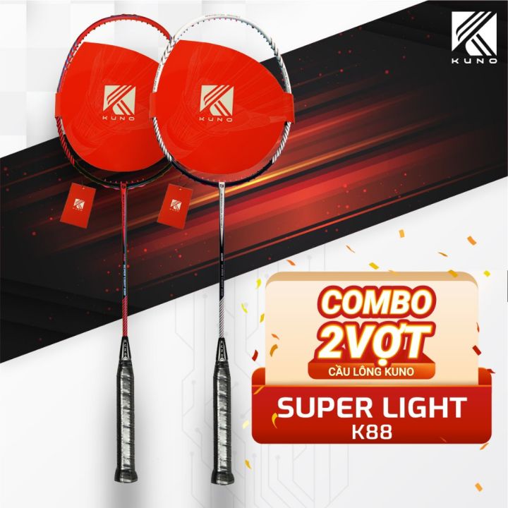 Combo 2 Vợt Cầu Lông 6U KUNO K88 Super Light Khung Carbon Trọng Lượng 72G Thân Dẻo Công Thủ Toàn ...