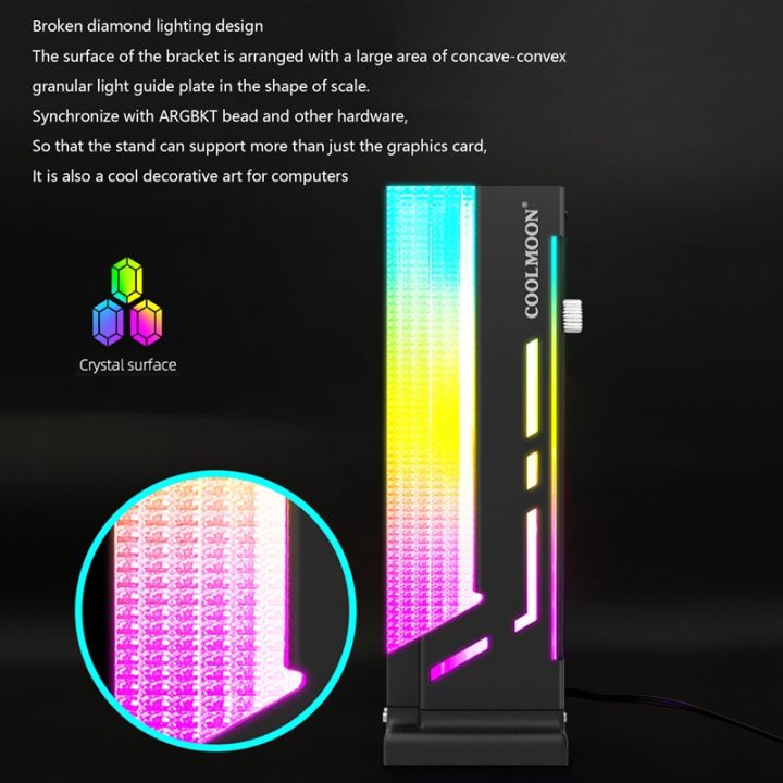 COOLMOON Graphics Card Holder 5V ARGB Vertical Graphics Stand GPU ...