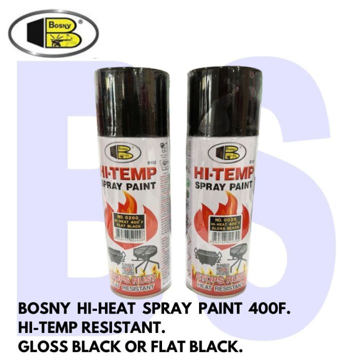 BANSOON BOSNY Hi-Heat Spray Paint 400F. Hi-Temp Resistant. Gloss Black or Flat Black. | Lazada ...