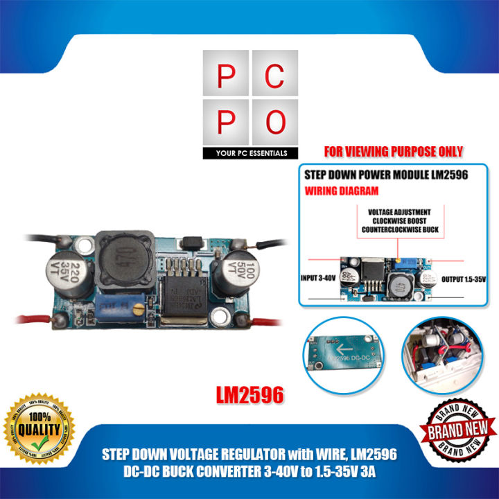 PC PO STEP DOWN VOLTAGE REGULATOR with WIRE, LM2596 DC-DC BUCK ...