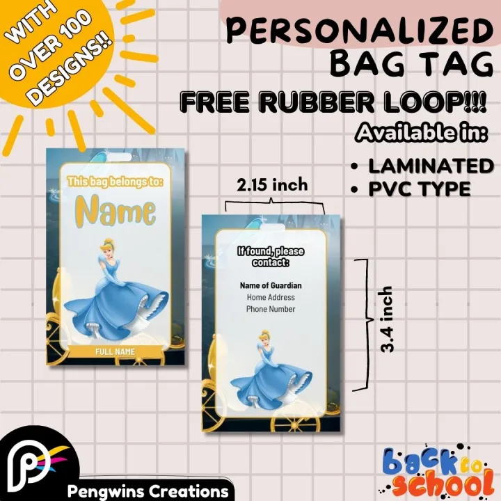 Customized PVC or LAMINATED BAG TAG for Kids (Back to Back Print ...