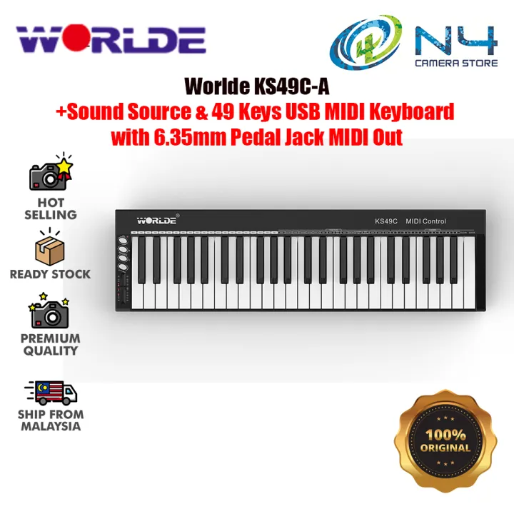 WORLDE KS49C 49-Key USB MIDI Keyboard Controller Built-in Sound Source ...