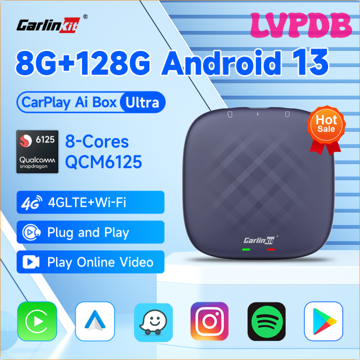 LVPDB CarlinKit 8G + 128G แอนดรอยด์13 CarPlay TV AI Box QCM6125เฉียบ8คอร์ไร้สาย CarPlay ...