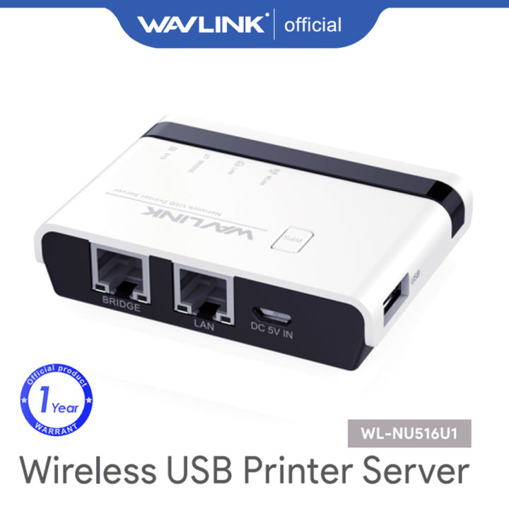 Wavlink Wireless USB Printer Server 10/100Mbps Ethernet to USB2.0 Network LPR Print Server/2.4G ...