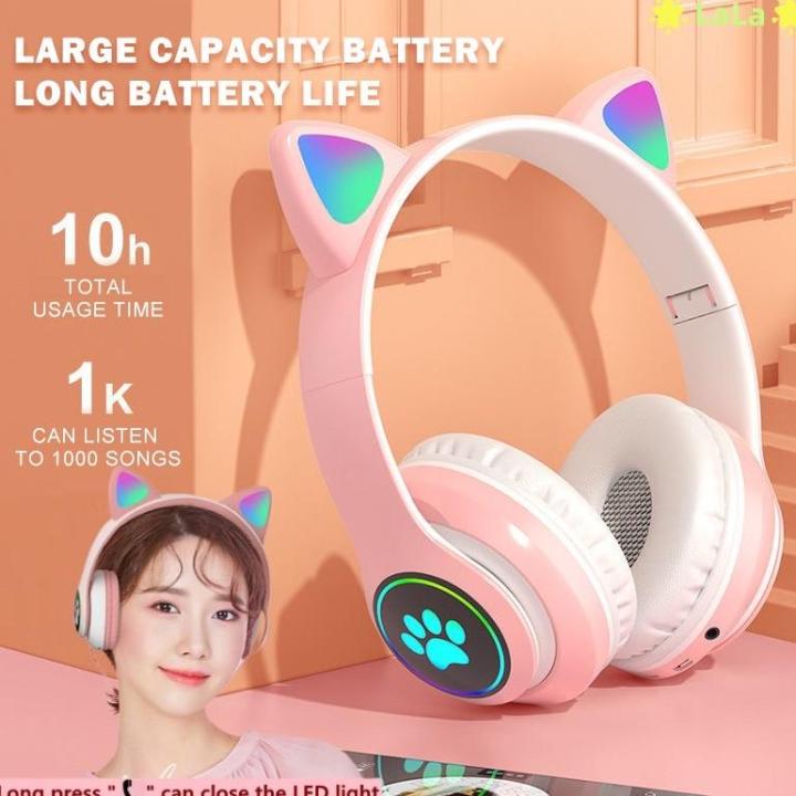 Headphone karakter kucing bluetooth gaming super bass LED Light with ...