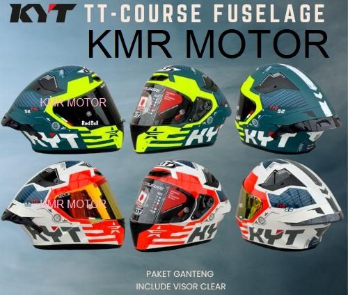 KYT TT COURSE FUSELAGE MATT YELLOW/ FUSELAGE RED FULL FACE HELMET 0020 ...