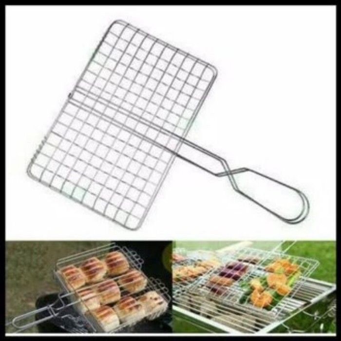 Grill Serbaguna Anti Lengket Warna Silver untuk Panggangan Sosis/Ikan ...